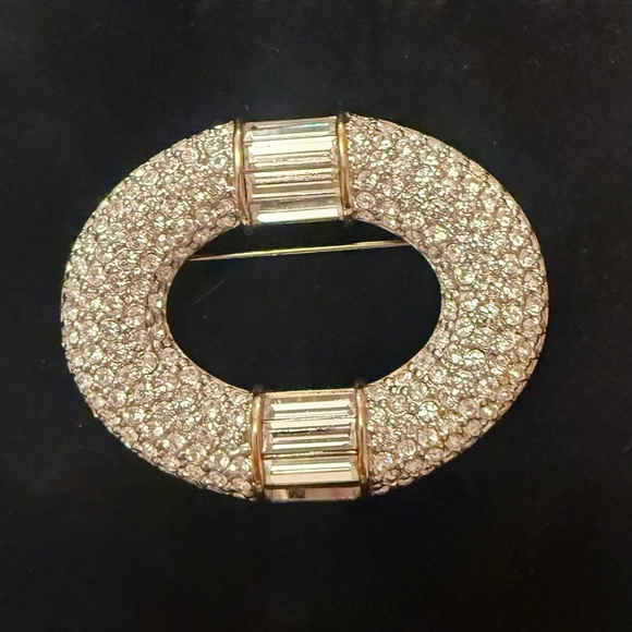 Swarovski | Jewelry | Vintage Swarovski Sal Gold Plated Crystal Oval ...